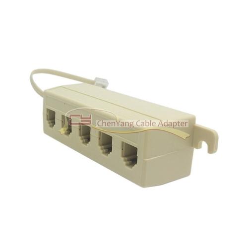 Jual 5 Way Outlet 6P4C RJ11 RJ12 Telephone Phone Modular Jack Line ...