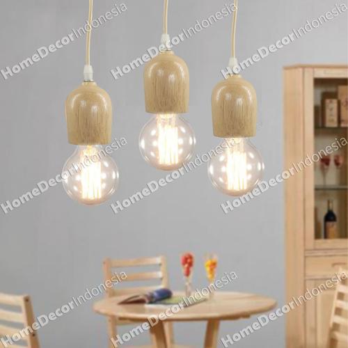 Jual Lampu Gantung Hias Kayu Bulat Oval Minimalis Modern Design vintage ...