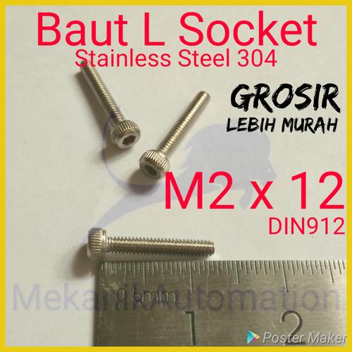 Jual Baut L M2 x 12 Hex Socket SUS304 - Jakarta Timur - MekanikAutomation | Tokopedia