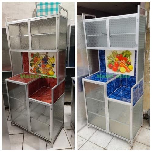 Jual Lemari Rak Piring 2 Dua Pintu Standar MC Kaca Aluminium Keramik ...