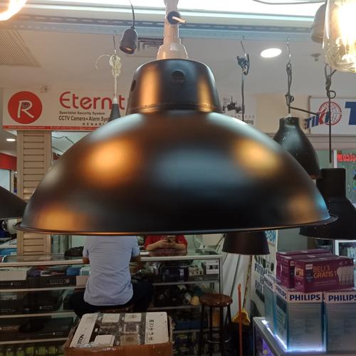 Jual Kap Lampu Gantung Industri Hitam Stainless Fitting E27 Alumunium 12" - Fitting Outdoor ...