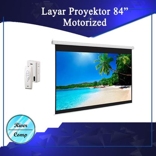 Jual Screen Projector Motorized 84" (213x213 Cm) | Layar Proyektor 84 ...