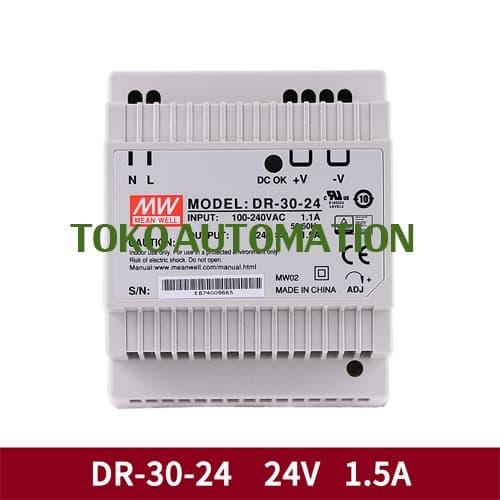 Jual DR-30-24 DR30-24 DR 30 24 AC DC Converter 24V DIN Switching Power ...
