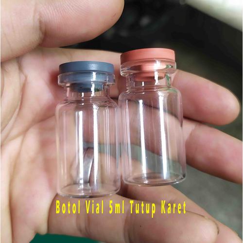 Jual Botol kaca Vial 5ml 5 ml Tutup Karet Rubber Stoper - Botol Kaca ...