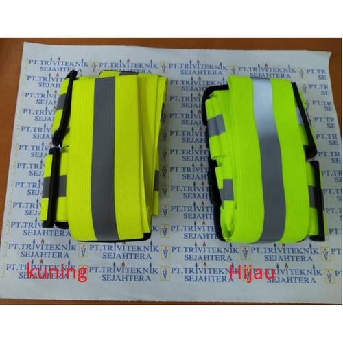 Jual safety vest rubber reflective elastic V shape, rompi karet kuning ...