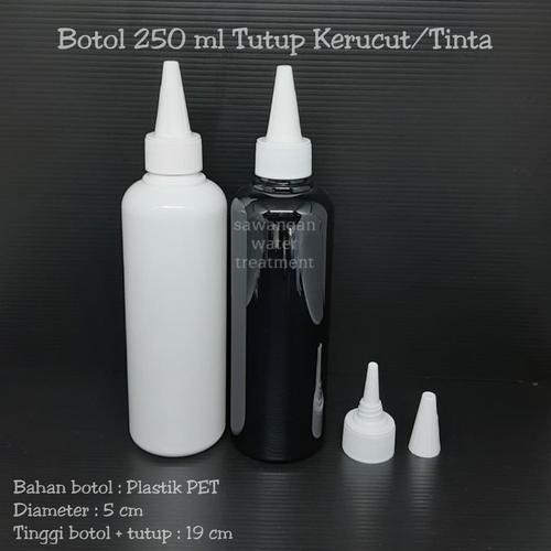 Jual Botol Tinta 250ml / Botol Kerucut / Botol corong / Tutup Kerucut ...