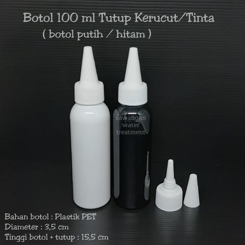 Jual Botol Tinta 100ml / Botol Kerucut / Botol corong / Tutup Kerucut ...