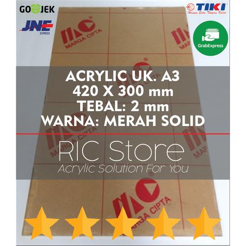 Jual Acrylic / Akrilik Lembaran Uk. A3 Tebal 2mm (MERAH SOLID ...