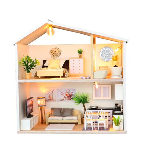Jual DIY Miniature Kit Wooden Toy Model Building Doll House Modern ...