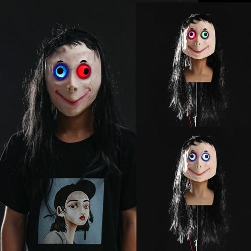 Jual LED Scary Momo Mask Game Horror Mask Cosplay Full Head Momo Mask ...