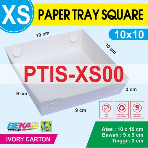 Jual PTIS-XS00 Paper Snack Tray / Piring Kertas Ivory Putih Polos KOTAK ...