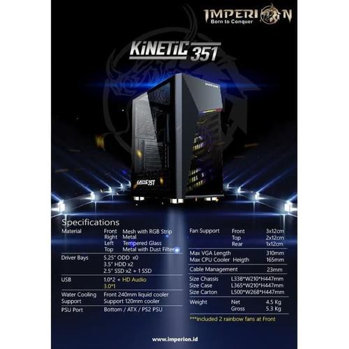 Jual IMPERION CASING PC KINETIC 351 FREE 2 FAN - Jakarta Pusat ...
