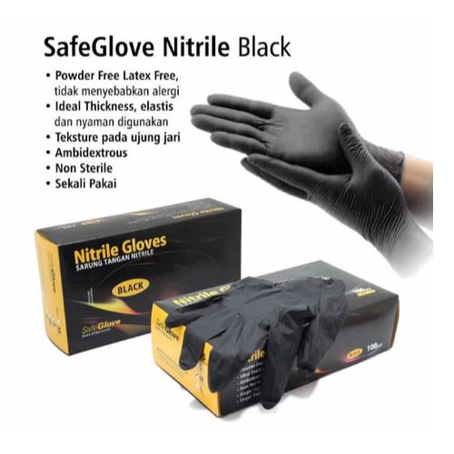 Jual Safeglove Nitrile Black OneMed box 100pcs glove - Kab. Tangerang ...