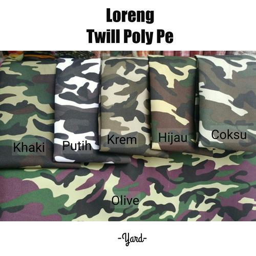 Jual BAHAN KAIN LORENG 1.5M TWILL POLY POLYESTER PE TNI HITAM PUTIH ...