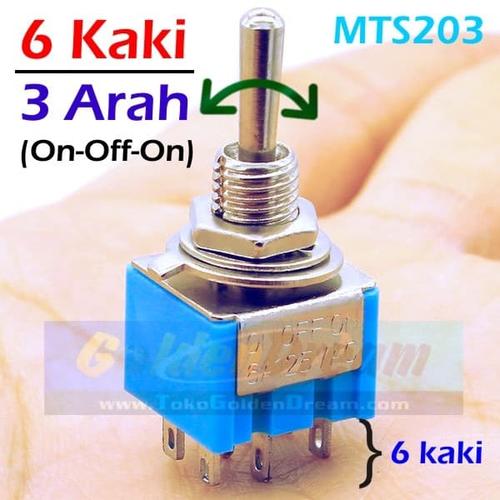 Jual Saklar Toggle 6 Kaki 3 Arah MTS 203 Sakelar Switch Tuas ON - OFF ...