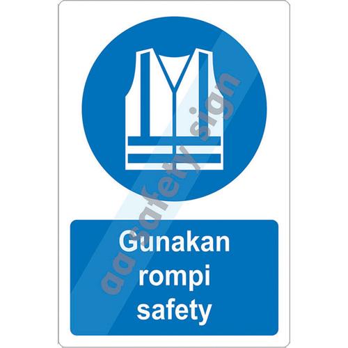 Jual Safety Sign/Rambu Keselamatan "Gunakan Rompi Safety" 45x30cm ...