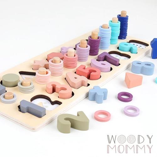 Jual Montessori Wooden Shape Number Matching Board | 3 in 1 Puzzle Kayu ...