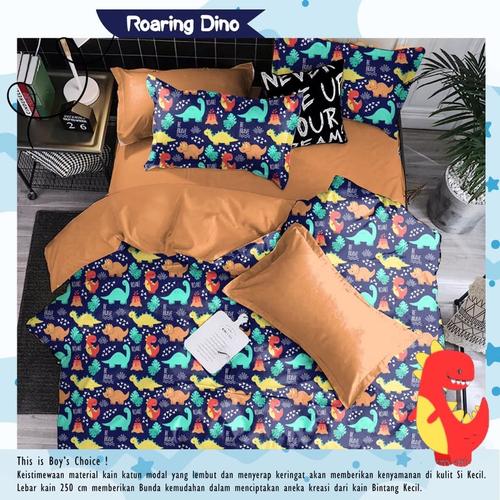 Jual Sprei Katun Motif Roaring Dino Navy, 120x200, Seprai Star - Kota ...