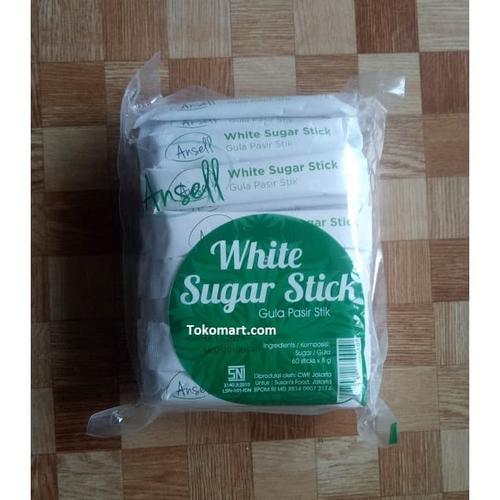 Jual WHITE SUGAR STICK GULA PUTIH Ansell - Gula Pasir Stik isi 60 ...