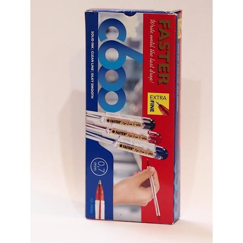 Jual Ballpoint /Pulpen Faster C600 , 0.7mm isi 12 pcs - black, blue ...