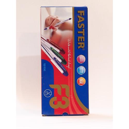 Promo Ballpoint/ Pulpen Faster F3, 0.5mm isi 12 pcs- Black and Blue ...