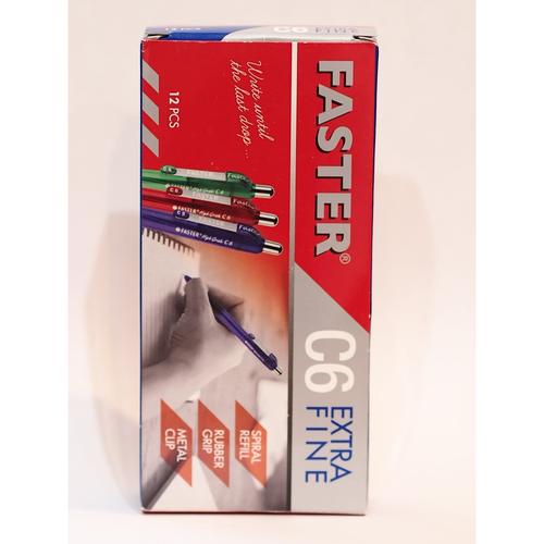 Promo Ballpoint /Pulpen Faster C6 ,0.7 mm isi 12 pcs - black & blue ...