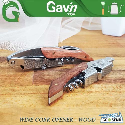 Jual Wine Cork Opener Corkscrew Kayu Stainless Alat pembuka Botol ...