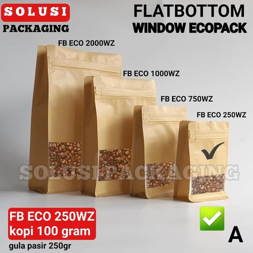 Jual FLATBOTTOM ECOPACK WINDOW 250WZ KPACK KEMASAN KOPI 100 GR PLASTIK ...
