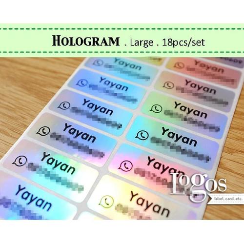 Jual Hologram LARGE. Stiker label nama waterproof stiker nama anak ...