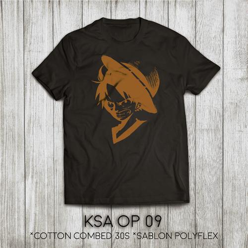 Jual Kaos Anime Mugiwara Luffy Silhoutte Gold One Piece KSA OP 09 ...