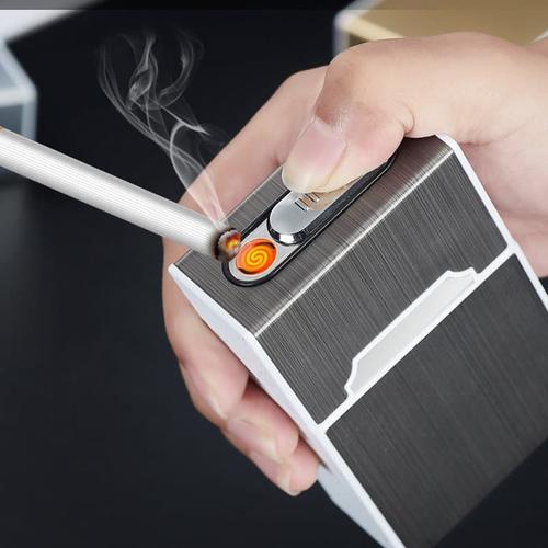 Jual Kotak Rokok Metal Elegan Cigarette Case Korek Api Elektrik ...