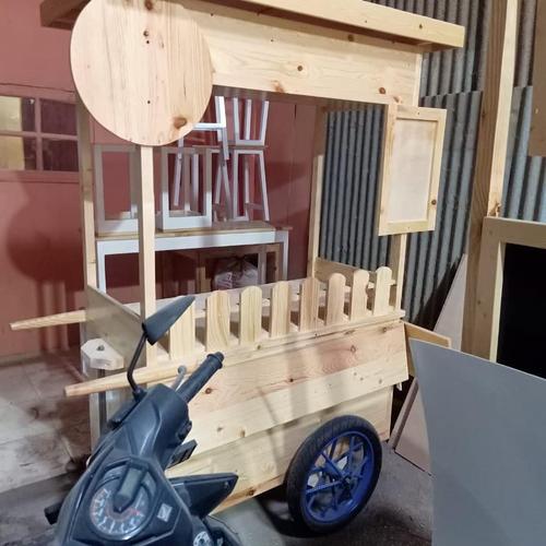 Jual gerobak dorong / gerobak kayu jati belanda / booth kayu jati ...