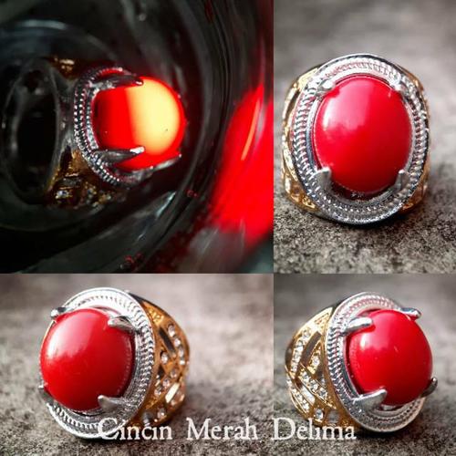 Jual cincin batu akik merah delima batu menyala dalam air model pria ...