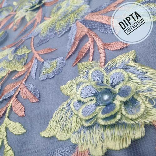 Jual kain tile 3D/kain tile 3D bunga timbul /kain kebaya, gaun, dres ...