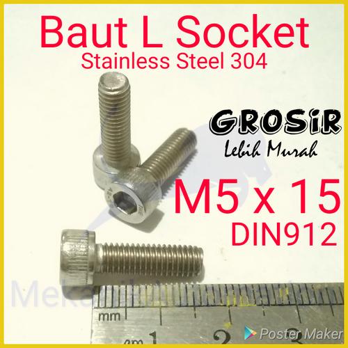 Jual Baut L M5 x 15 Hex Socket SUS304 - Jakarta Timur - MekanikAutomation | Tokopedia