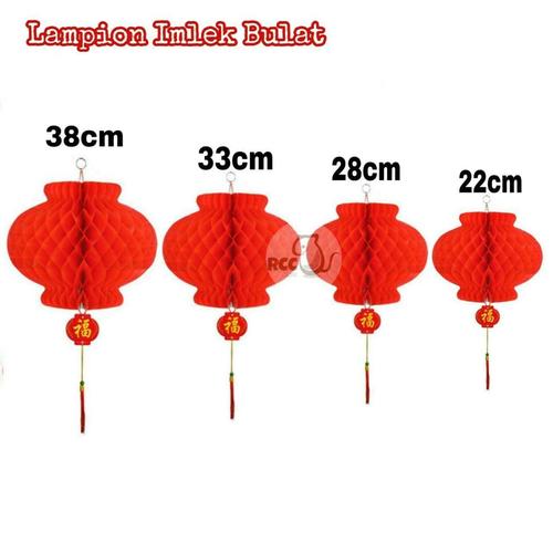 Jual Lampion Plastik BULAT HONEYCOMB Merah Dekorasi Imlek - 22CM ...