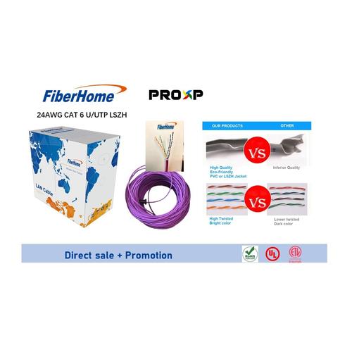 Jual Kabel LAN UTP - FiberHome CAT 6 24AWG PVC Indoor (LSZH) 1 Roll ...