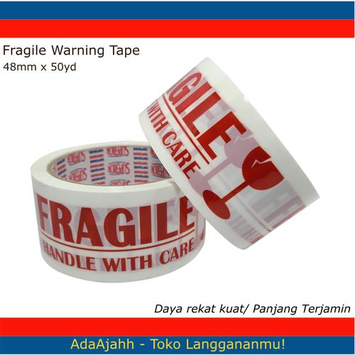 Jual Lakban/ selotip Fragile, Pecah Belah Putih - 48mm x 50yd - Jakarta ...