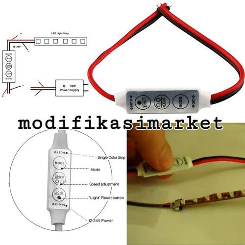 Jual LED CONTROLLER MODUL LED 6 MODE 6 SPEED 12 VOLT INPUT DIMMER ...