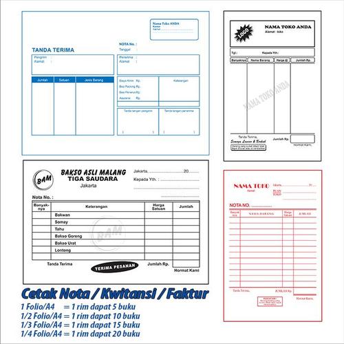 Jual Nota/Kwitansi 1 Ply HVS Cetak 1 Warna - Cetak 3 Warna - Jakarta ...