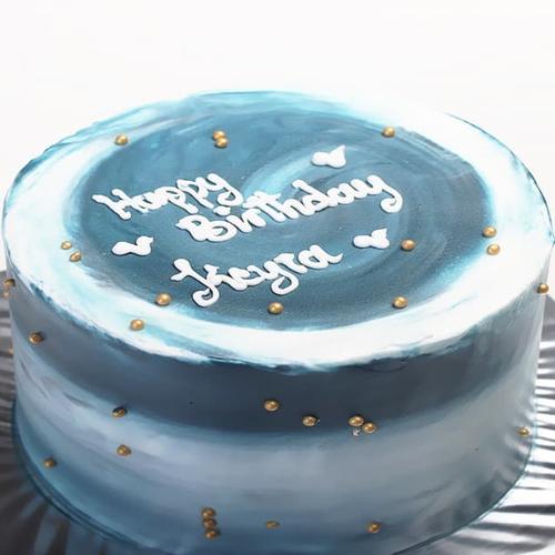 Jual Kue Ulang Tahun /Birthday Cake Simple Minimalis ala Korea (biru ...