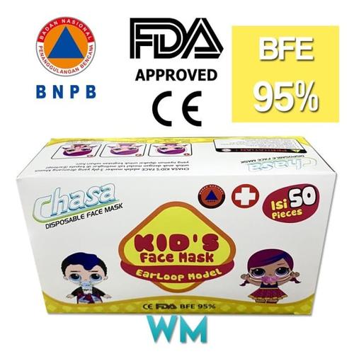 Jual masker anak 3ply isi 50 pcs earloop 3-14 tahun medical grade ...