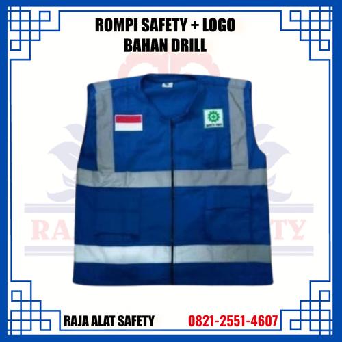 Jual Rompi Kerja Safety Bahan Drill Biru Termasuk Logo K3 dan Logo ...