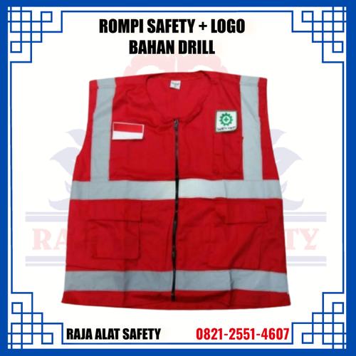 Jual Rompi Kerja Safety Bahan Drill Merah Termasuk Logo K3 dan Logo ...