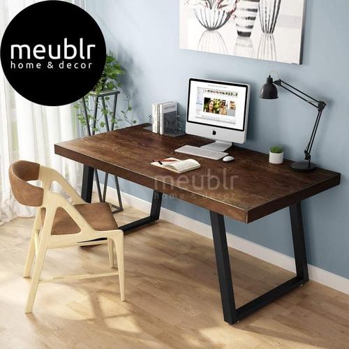 Jual Meja Computer Desk Solid Wood, Vintage Industrial Home Office ...