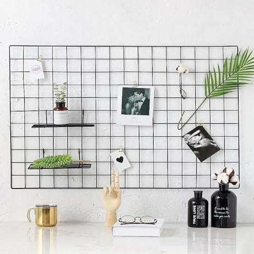 Promo HIJANG Hiasan Dinding Hitam Grid Wire Black Memo Organizer Foto ...