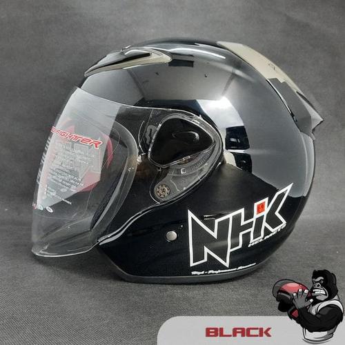 Jual Helm Half Face Nhk R6 Solid Black Hitam Polos Glossy Size M - Xxxl ...