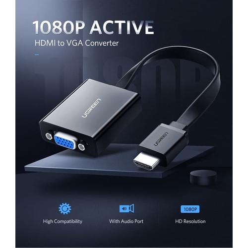 Jual Ugreen Converter HDMI to VGA with Audio 16cm Black- 40248 - Tanpa Audio - Jakarta Pusat ...