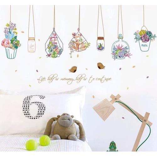 Jual Stiker Dinding / Stiker Kaca / Wall Sticker (7 Vas Bunga Gantung ...