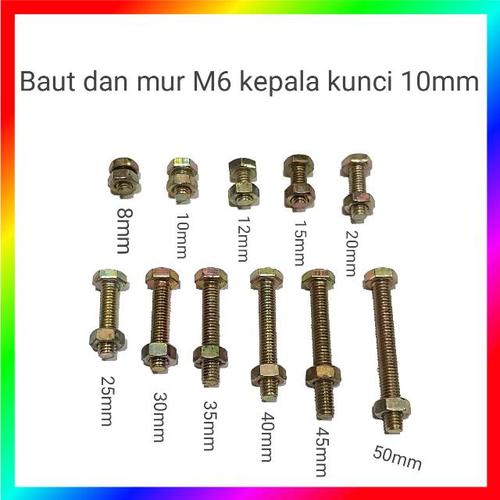 Jual Baut dan mur M6 8 - 50mm kepala kunci 10 - 8mm - Kota Medan - GST ...